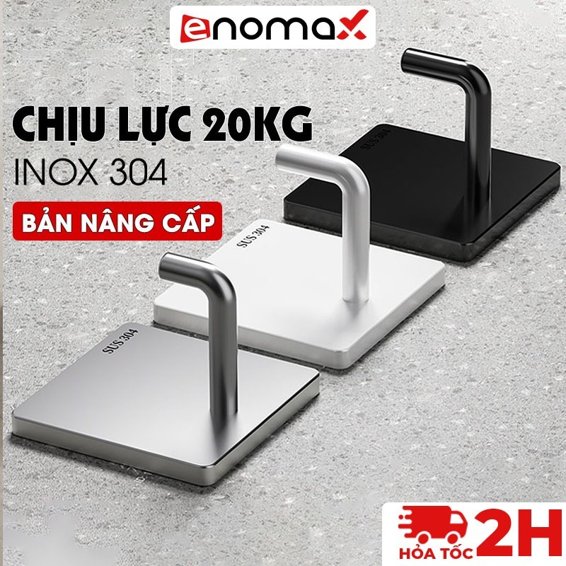 Móc dán tường ENOMAX chịu lực treo đồ đa năng, chất liệu Inox 304, lắp ...