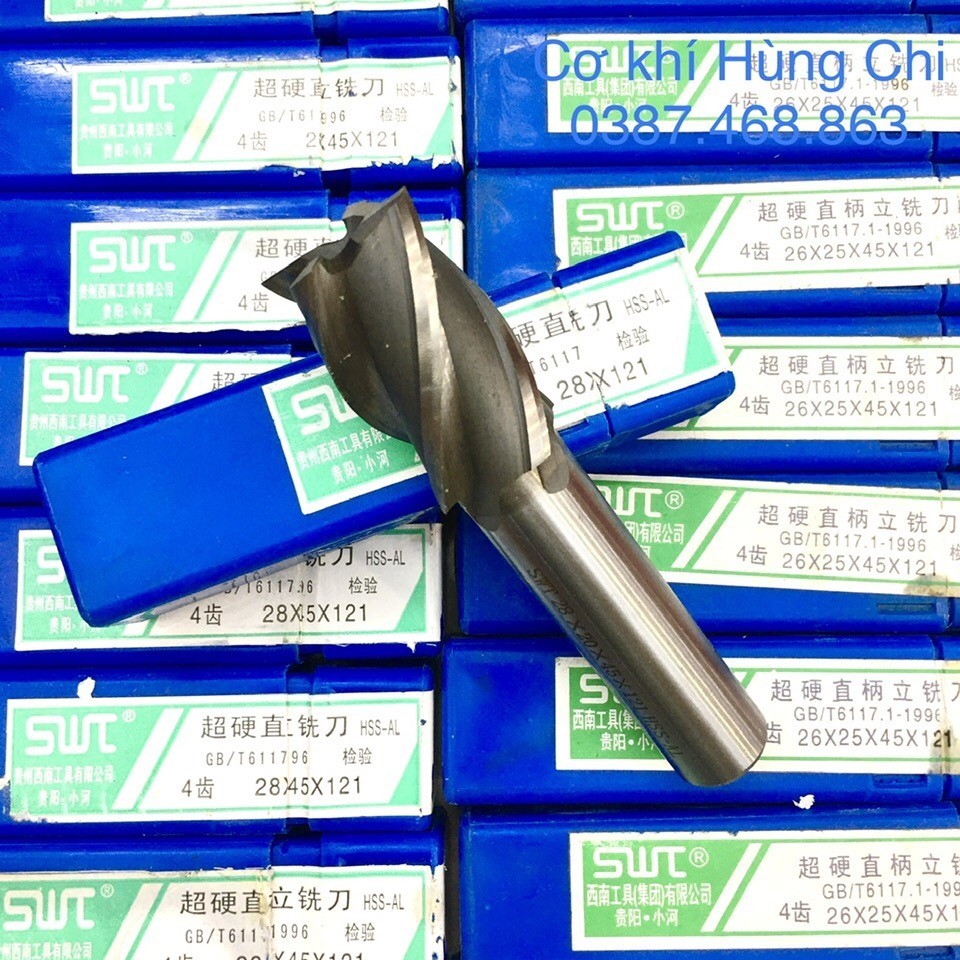 Dao phay ngón chuôi trụ HSS 4 me size to 16 - 36mm, Hãng SWT hộp xanh chuyên gia công vật liệu ...