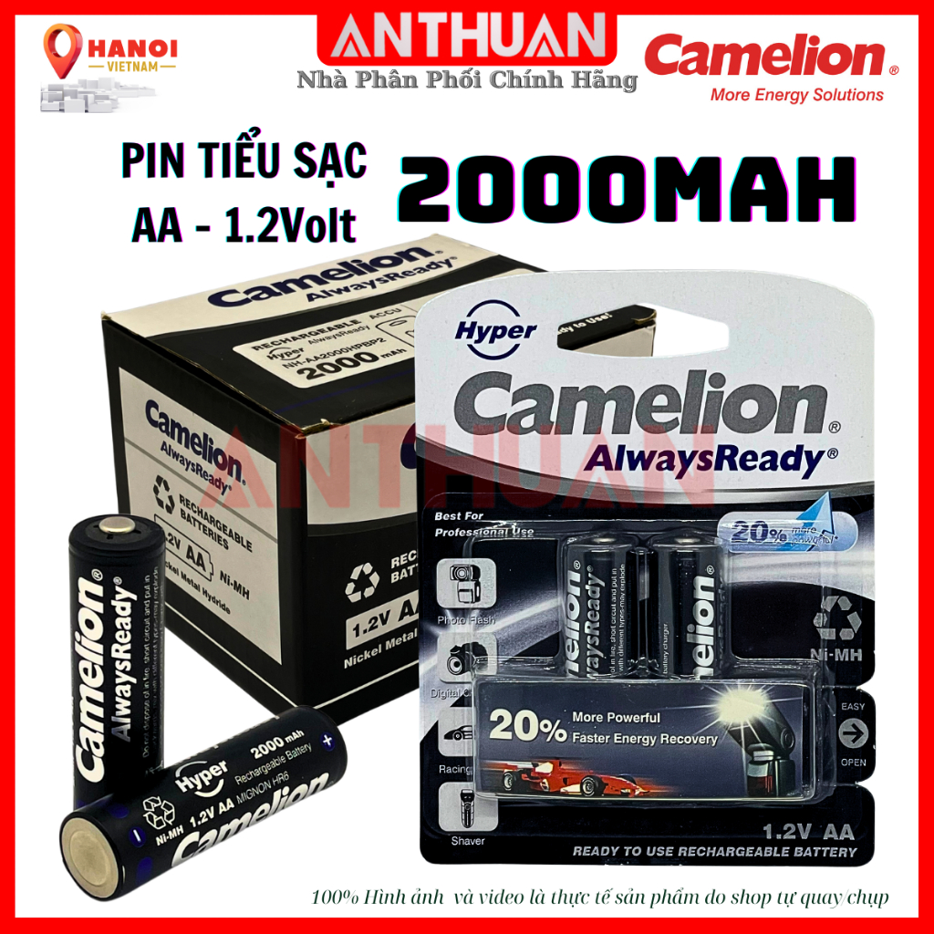 Pin Sạc AA 2000mAh Camelion Pin Tiểu 2A sạc chất lượng cao dung lượng ...