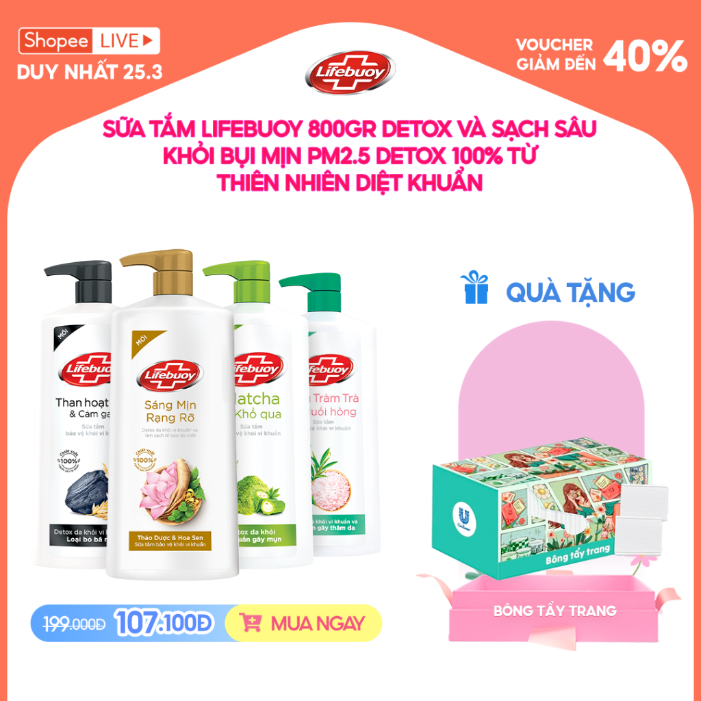 Marathon Live - Sữa Tắm Lifebuoy 800gr Detox Và Sạch Sâu Khỏi Bụi Mịn Pm2.5 Detox 100% Từ Thiên ...