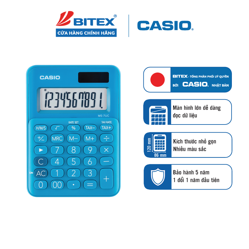 Máy Tính Casio MS-7UC (5 màu), hiển thị 10 số | Shopee Việt Nam