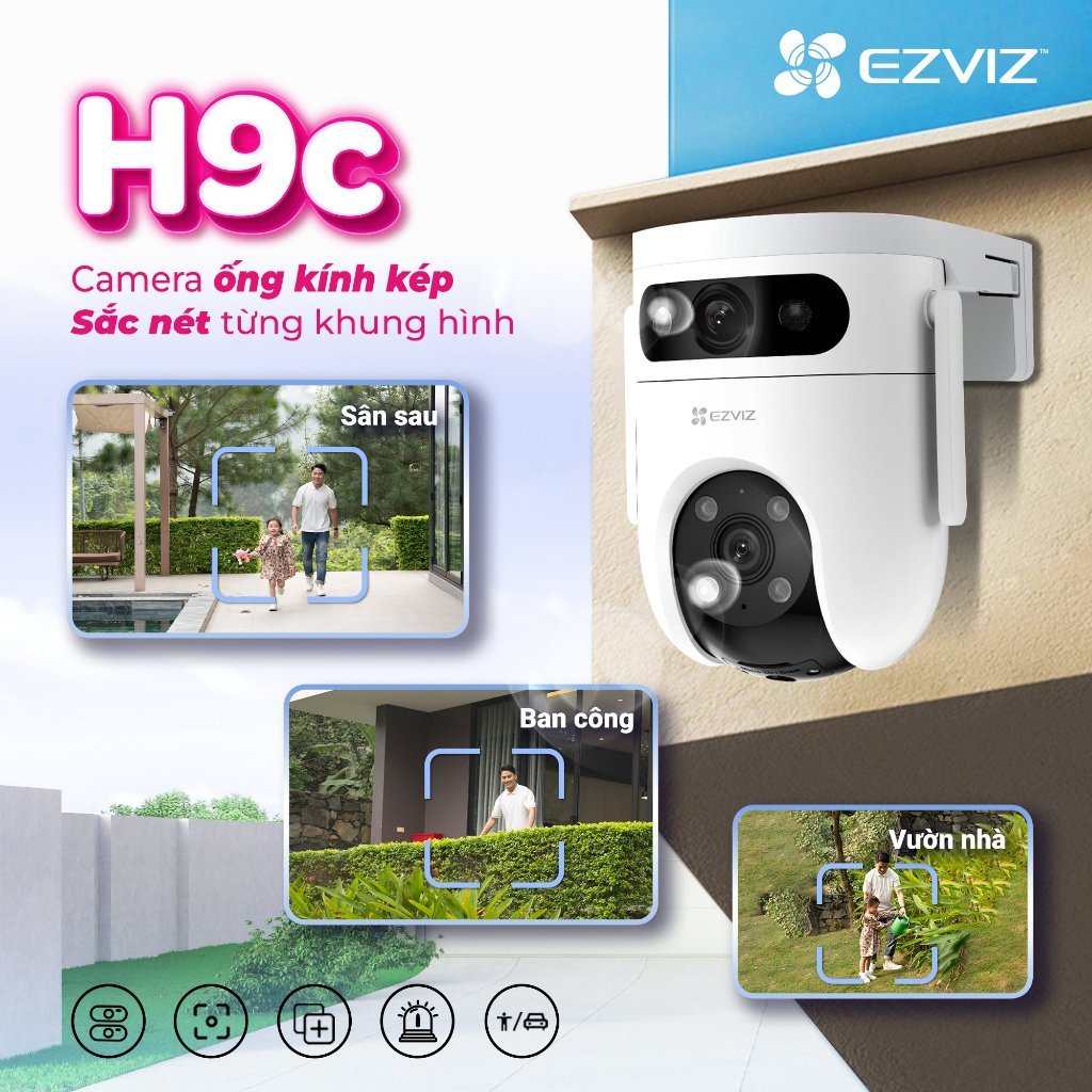 EZVIZ H9c 3K 10MP , 2K 6MP, Camera 2 Mắt WiFi Ngoài Trời Xoay 360 ống ...