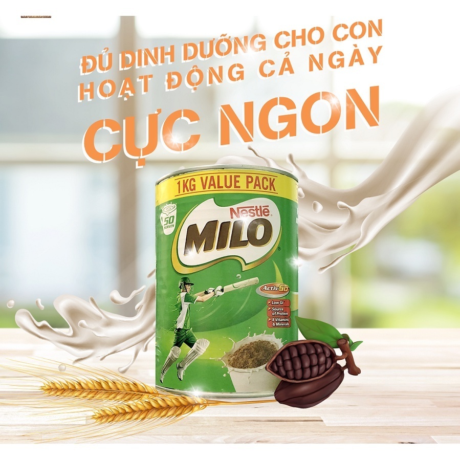 Sữa bột Nestle Milo 1kg Value Pack - Hỗ trợ phát triển chiều cao và bổ ...