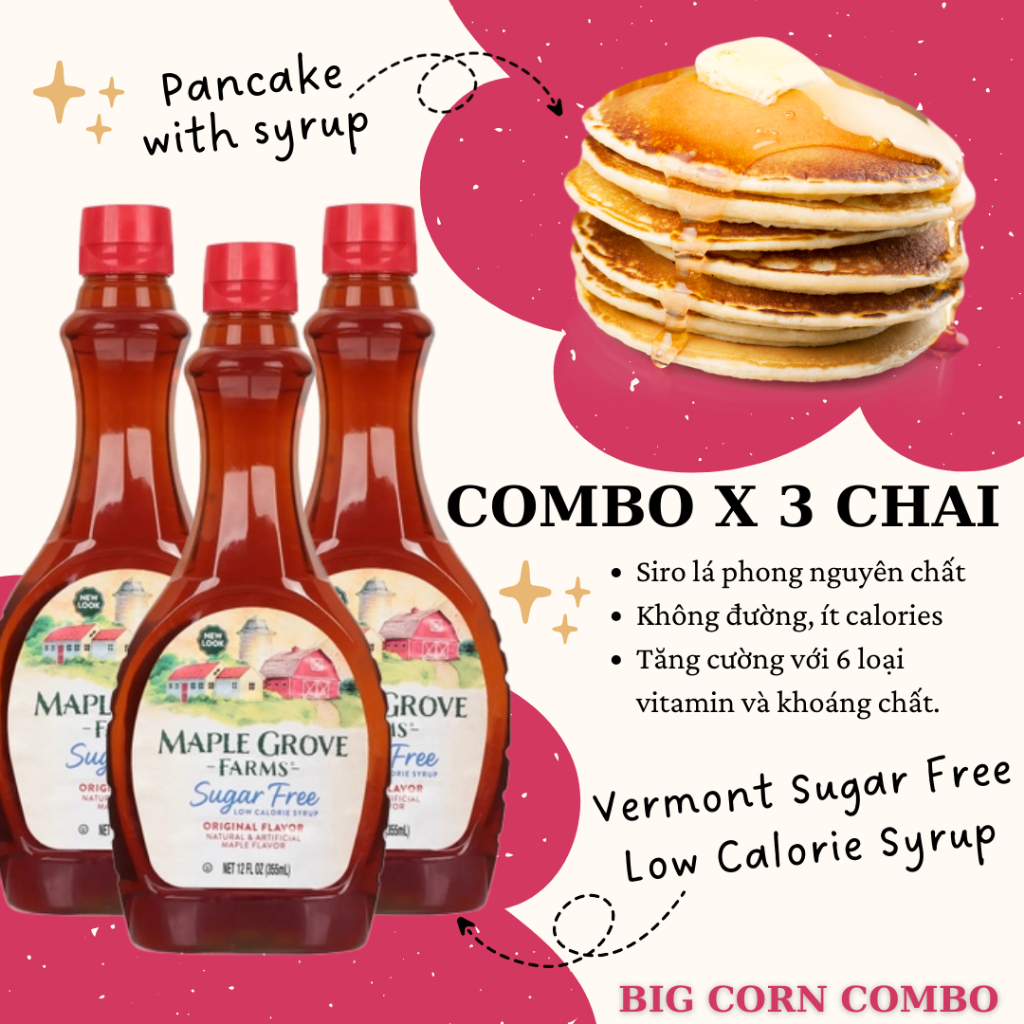 [COMBO 3 CHAI] Siro Không Đường Maple Grove Farms of Vermont, Vermont ...