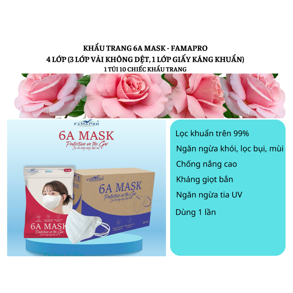 KHẨU TRANG 6A MASK - FAMAPRO, 4 LỚP, SIÊU MỊN, CHỐNG VI KHUẨN, CHỐNG ...
