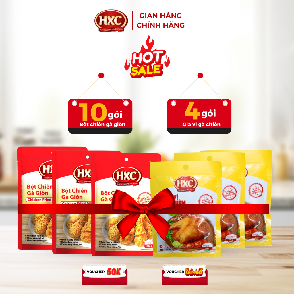 Combo 14 gói bột chiên gà, gia vị gà chiên HXC 200gr, thơm ngon giòn ...