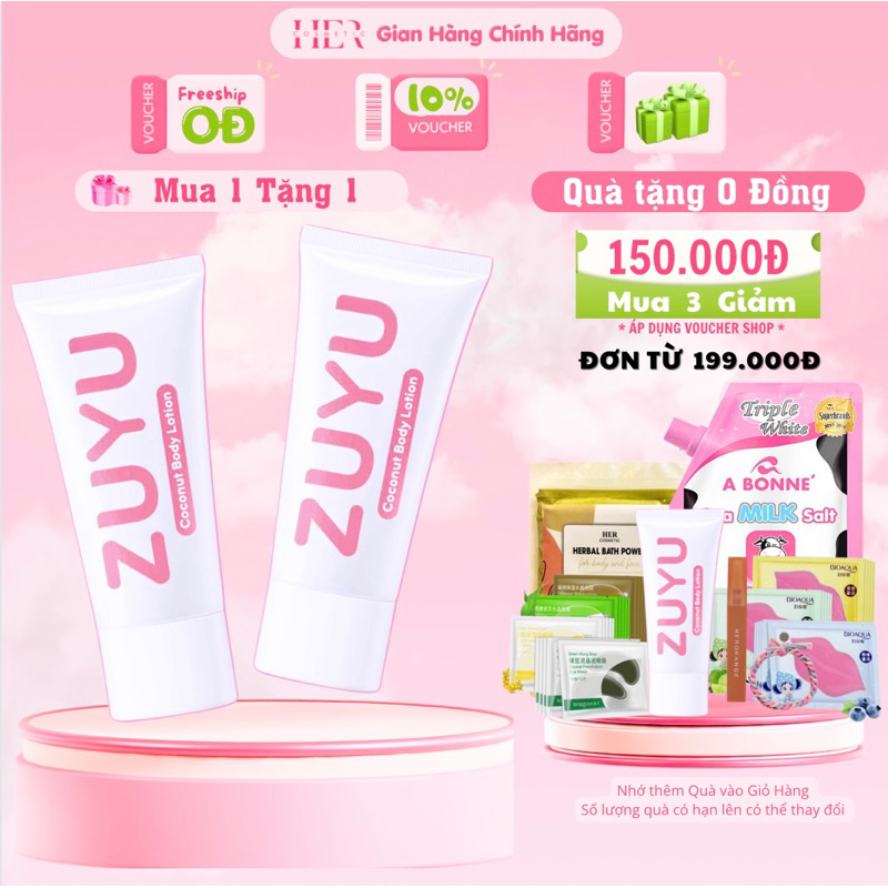 Kem Body ZUYU [ MUA 1 Hộp Tặng 1 Hộp ], Tặng Muối tắm Sữa bò + Mặt Nạ ...