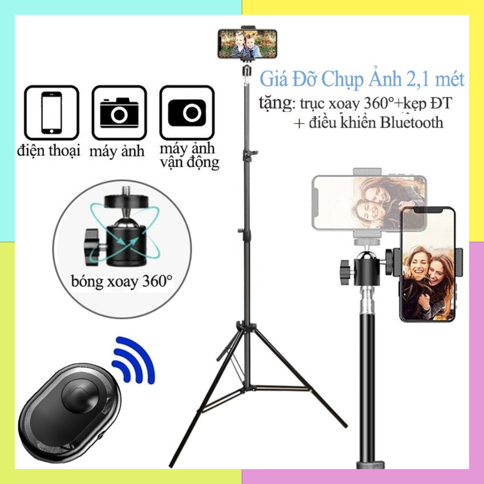 Gậy Chụp Ảnh 3 Chân,Giá Đỡ Điện Thoại Chân Quay Tripod Cao 2m1 Livetream Quay Video | Shopee ...