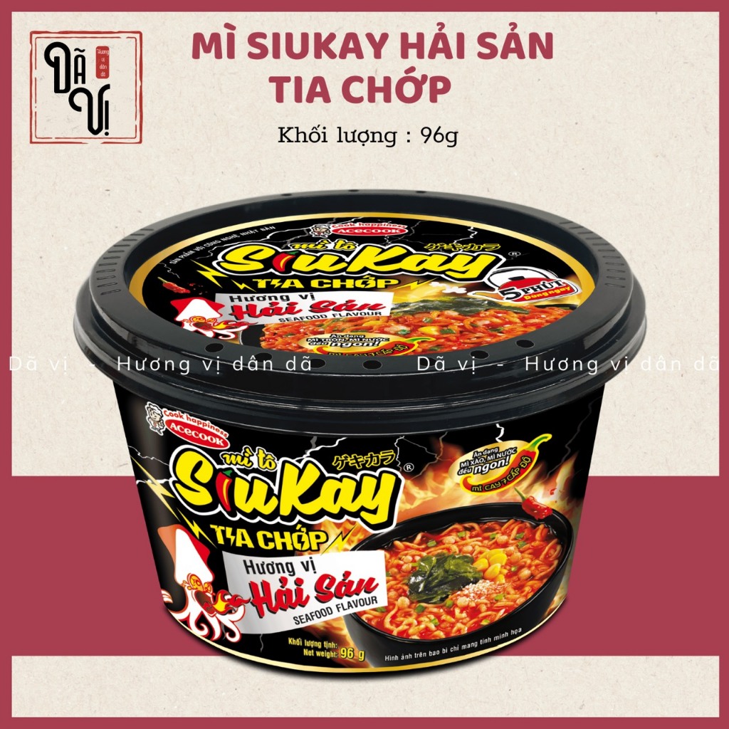 Mì siukay hải sản, bò siêu cay 7 cấp độ đủ vị của Acecook (gói 128g ...