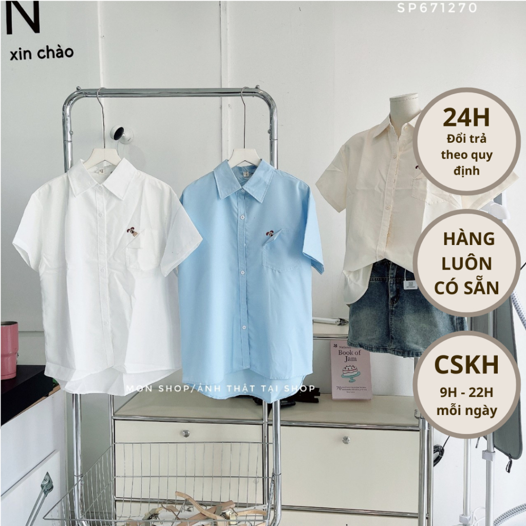 Sơ mi thô túi gấp thêu gấu 1481 # 671270 | Shopee Việt Nam