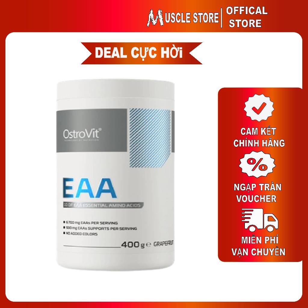 [Chính hãng] OstroVit EAA (400g - 40 Lần Dùng) Hỗ Trợ Phục Hồi và Xây Dựng Cơ Bắp, Chống Dị Hóa ...