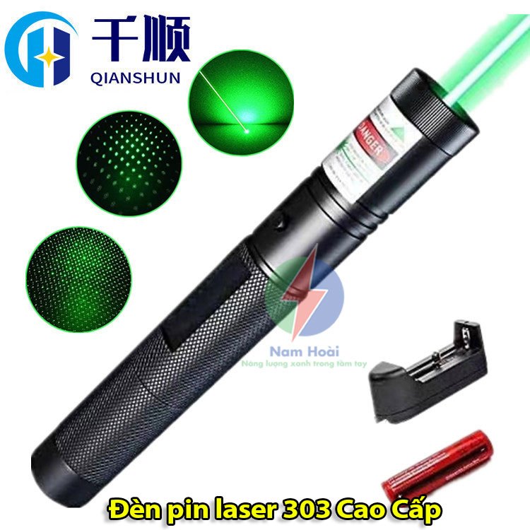 Đèn laze - đèn pin laser 303 chiếu xa hàng kilomet - tia sáng xanh ...