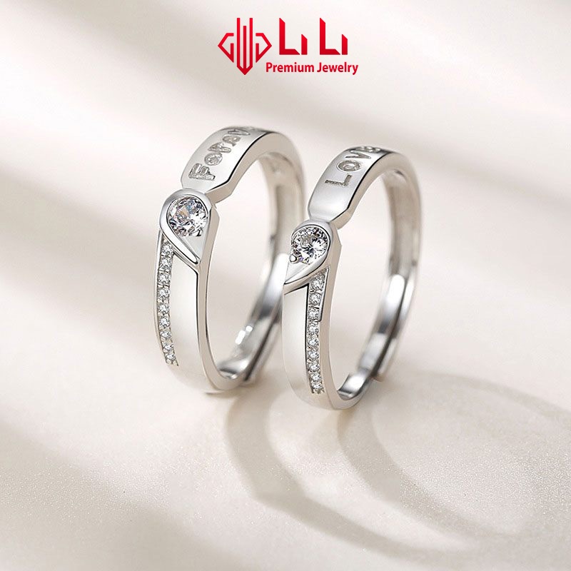 Nhẫn bạc cặp đôi LiLi S925 đính đá CZ cao cấp 2 nửa trái tim Forever Love LILI_834822 | Shopee ...