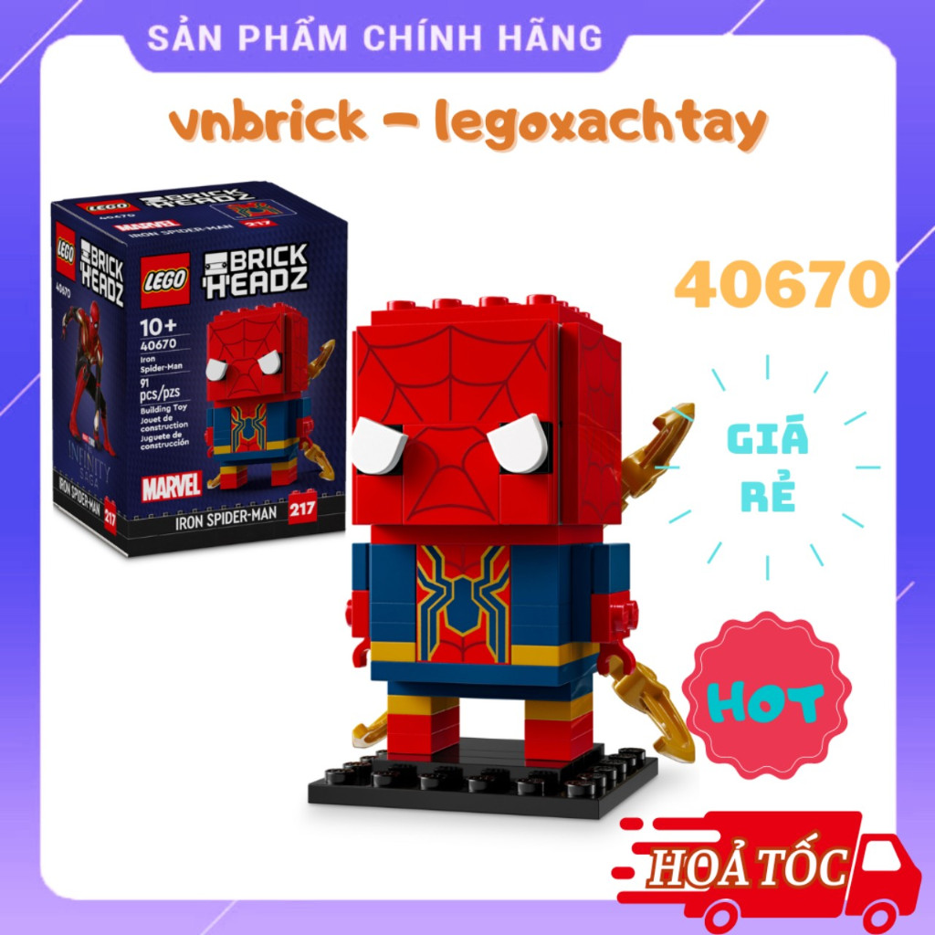 LEGO BrickHeadz 40670 Nhân Vật Iron Spider Man Chính Hãng | Shopee Việt Nam