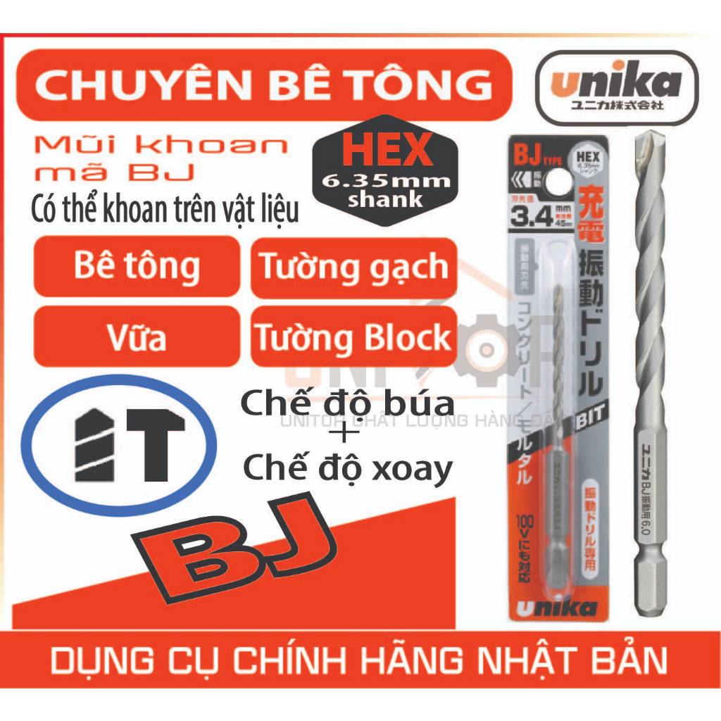 BJ mũi khoan chuyên bê tông chuôi lục giác Unika Nhật Bản, khoan được trên nhiều chất liệu bê ...