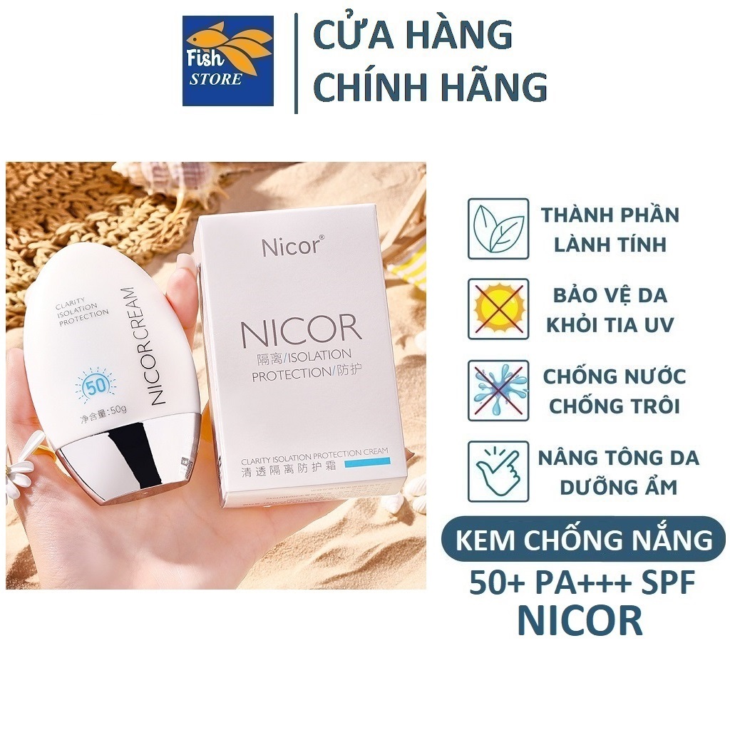 ( Combo 3 hộp ) Kem chống nắng nâng tone NICOR CREAM SPF50+ giúp dưỡng ...