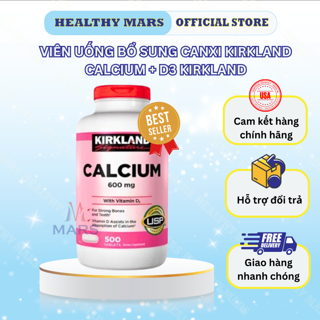 VIÊN UỐNG BỔ SUNG CANXI KIRKLAND CALCIUM + D3 KIRKLAND 500 Viên, CANXI ...