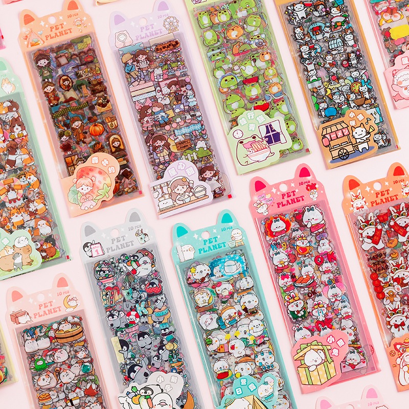 B11 Sticker trang trí toploader Buka sticker dài 1 bộ 6 tấm nhiều màu ...