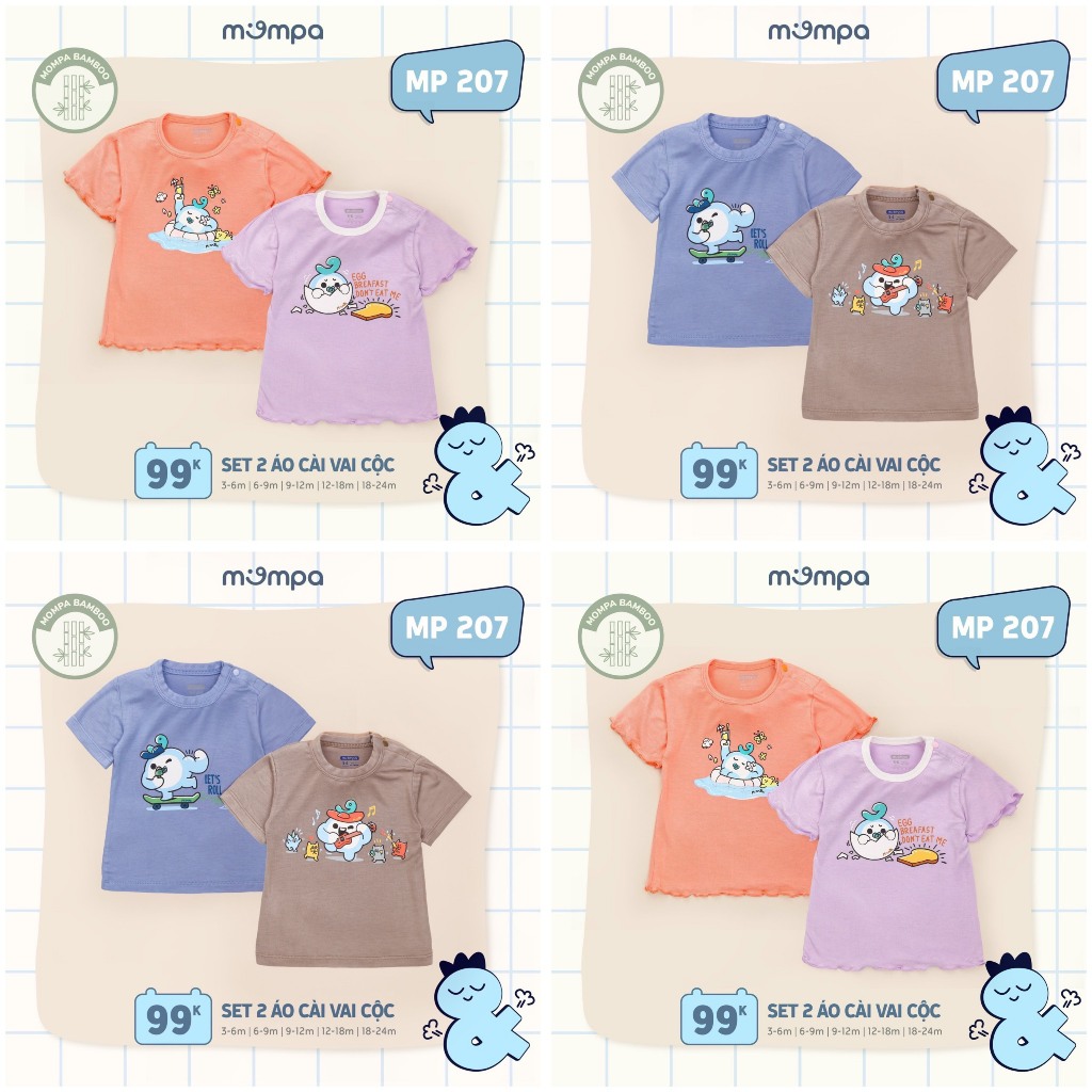 [CHÍNH HÃNG] Set 2 áo cài vai cộc tay họa tiết trẻ em MP207 Mompa ...