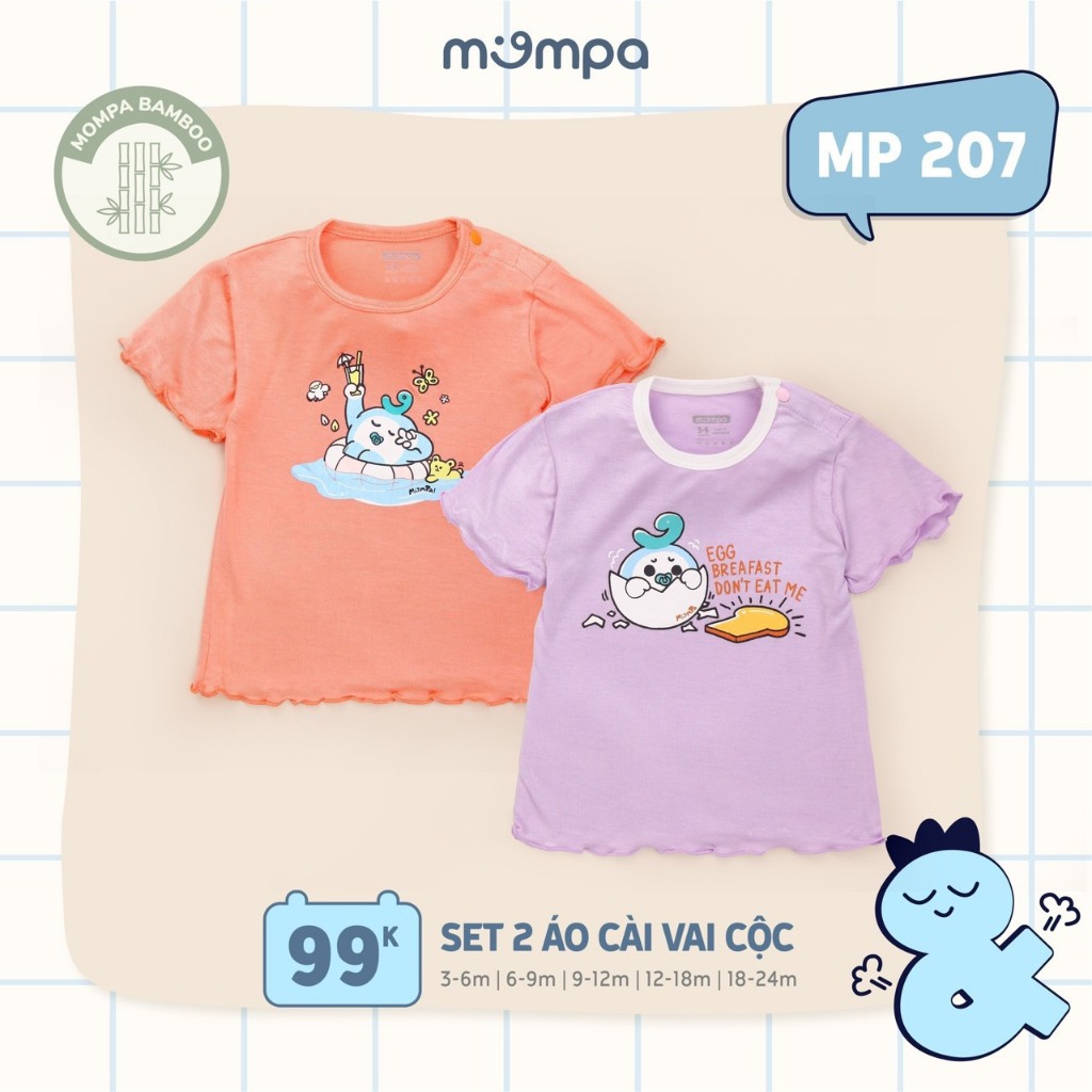 [CHÍNH HÃNG] Set 2 áo cài vai cộc tay họa tiết trẻ em MP207 Mompa ...