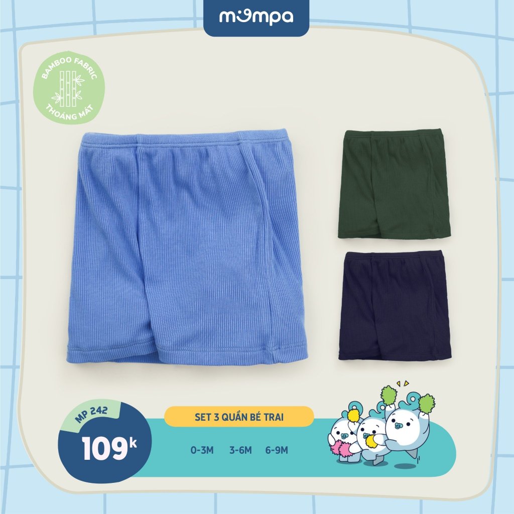 [CHÍNH HÃNG] Set 3 quần bé trai/bé gái MP242 Mompa | Shopee Việt Nam
