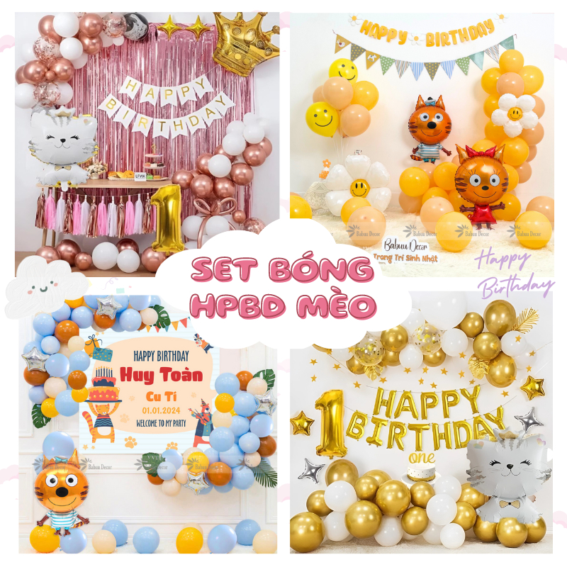 Set bóng trang trí sinh nhật, thôi nôi cho bé gái và bé trai Babuu ...