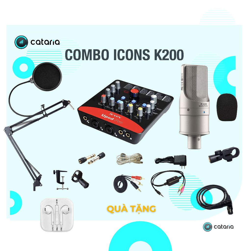 Bộ Mic Livestream, Thu âm Mic PC K200 2024 ICON UPOD PRO tặng Tai Nghe ...