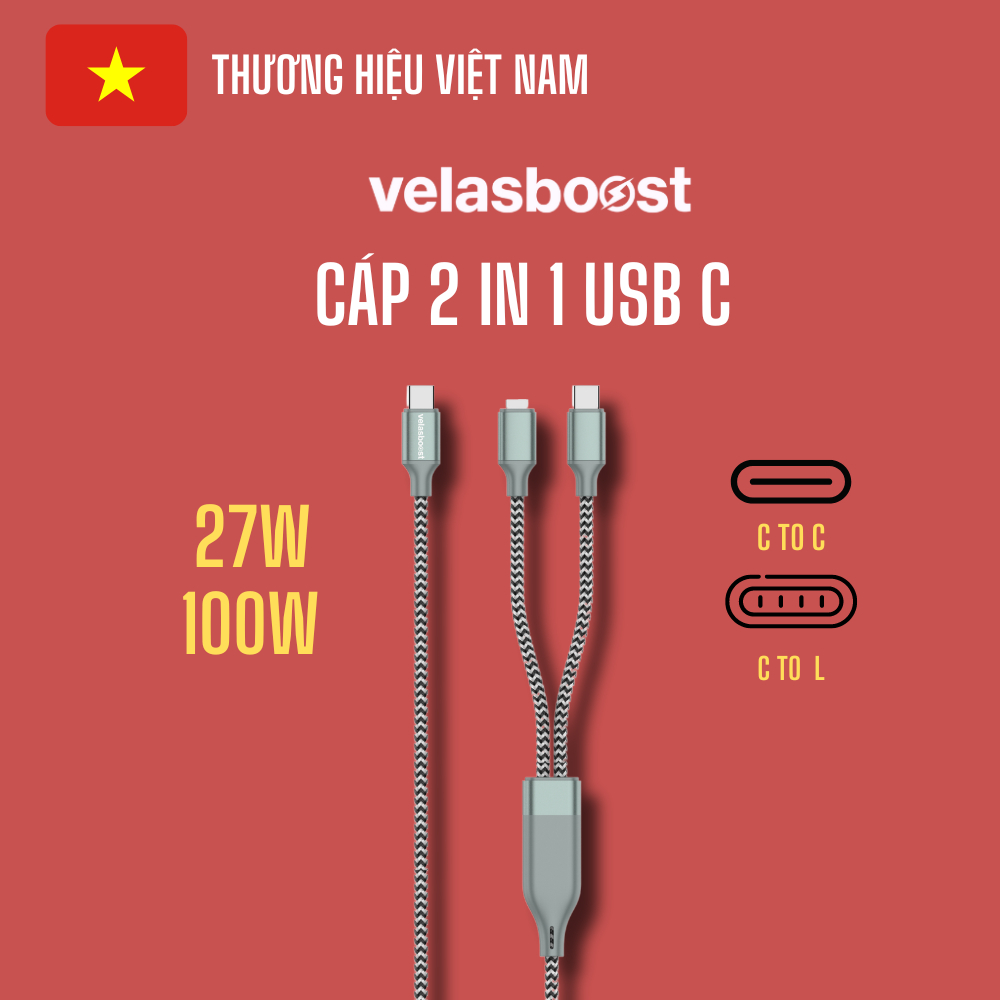 Cáp 2 in 1 100w velasboost X2 | Shopee Việt Nam
