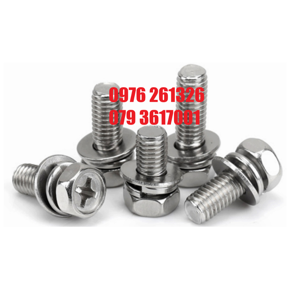 BULONG LIỀN PHẲNG VÊNH _ BULONG LỤC GIÁC 3 TỔ HỢP_INOX 304 _M4 , M5 ...