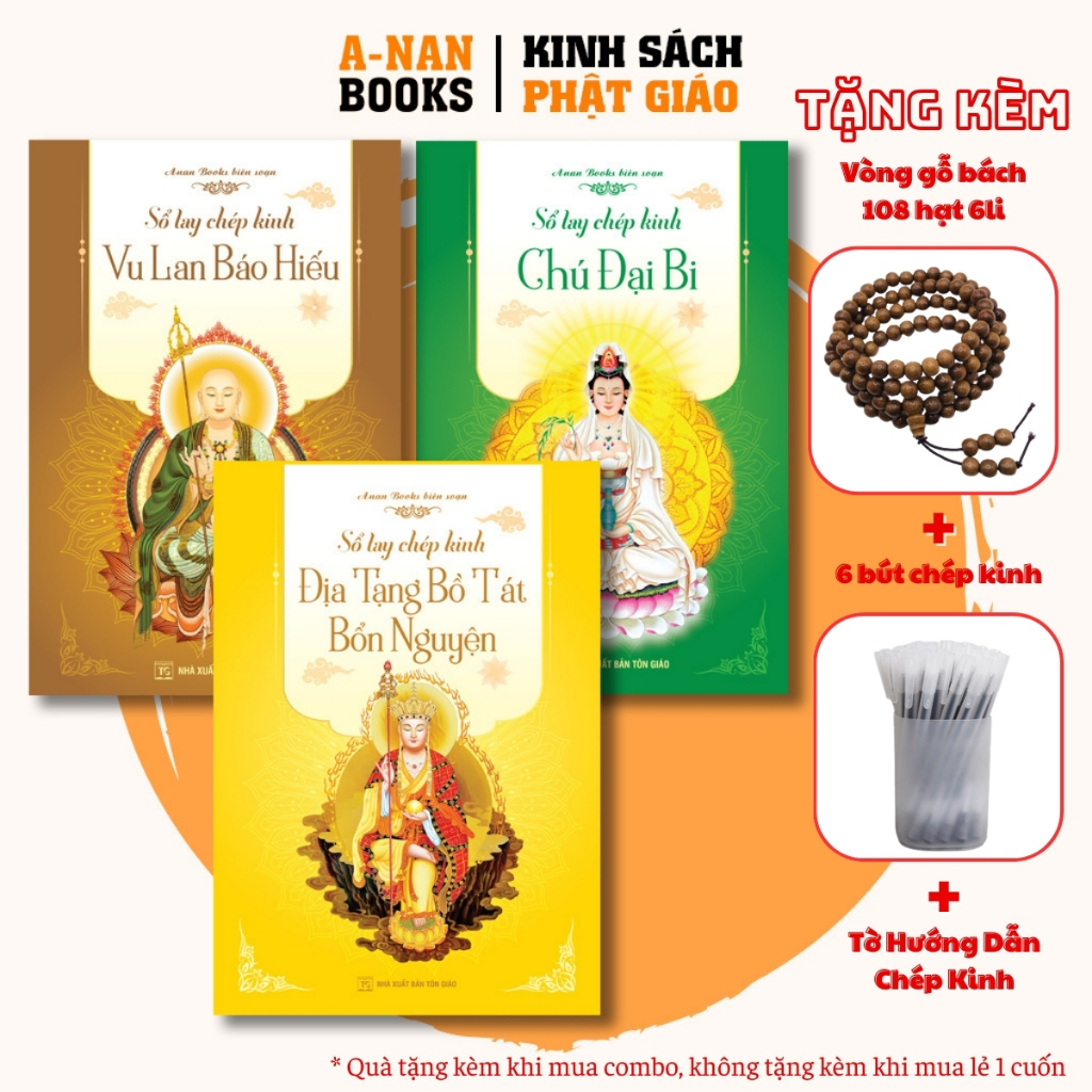 Combo 3 Vở chép kinh, Sổ chép kinh in mờ cao cấp Kinh Địa Tạng, Chú Đại ...