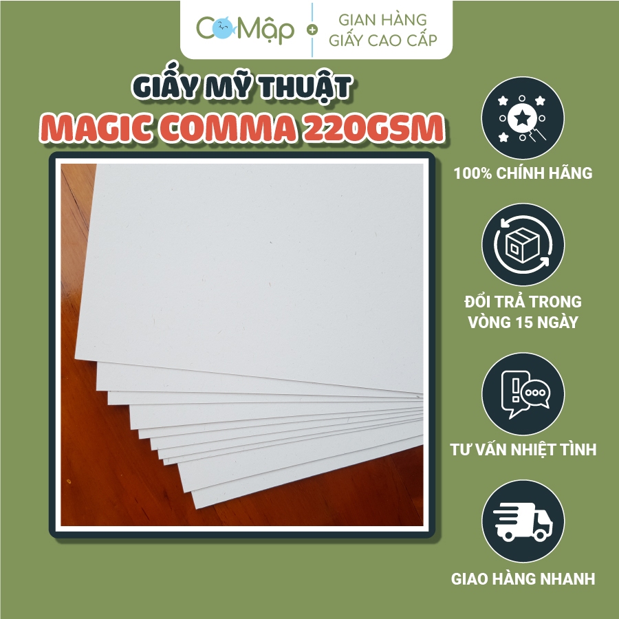 Giấy mỹ thuật Magic Comma - 220 gsm - Xấp 10 tờ cắt sẵn các khổ A5, A4 ...