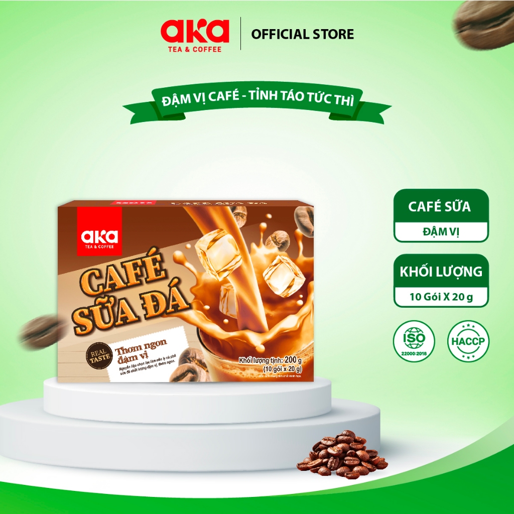 Cà phê Sữa Đá AKA 200G (10 GÓI X 20G) - Thơm ngon đậm vị, tỉnh táo tức thì | Shopee Việt Nam