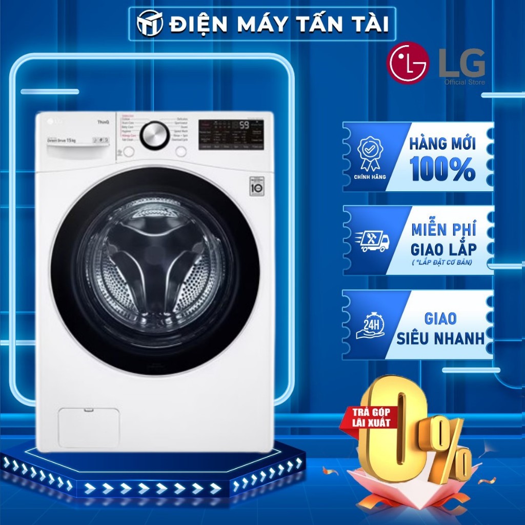 F2515STGW - Máy giặt lồng ngang LG AI DD Inverter 15Kg F2515STGW - GIAO TOÀN QUỐC | Shopee Việt Nam