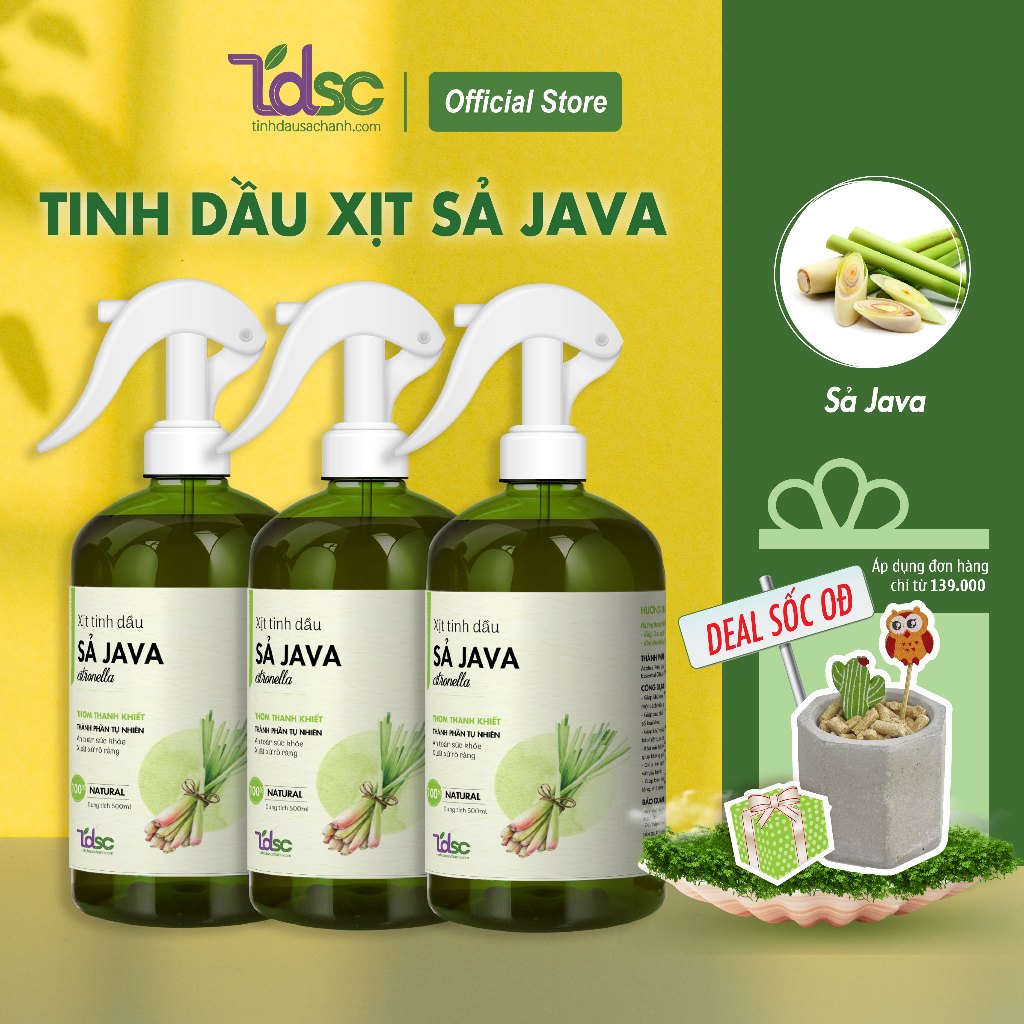 Chai Tinh Dầu Sả Java Xịt Thơm Phòng Khử Mùi Tolet TINHDAUSACHANH 100ml ...