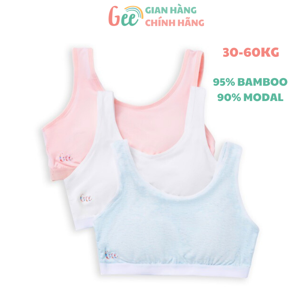 Áo bra bé gái Gee có đệm mút, áo lá học sinh size 30-60kg, vải sợi tre ...