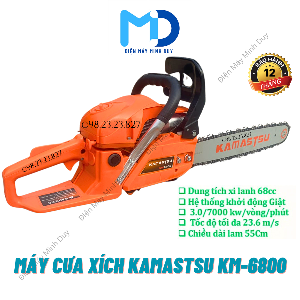 Máy cưa xích KAMASTSU-KM 6800 | Động cơ xăng pha nhớt 2 kì | Hàng Chính Hãng Sản xuất theo công ...