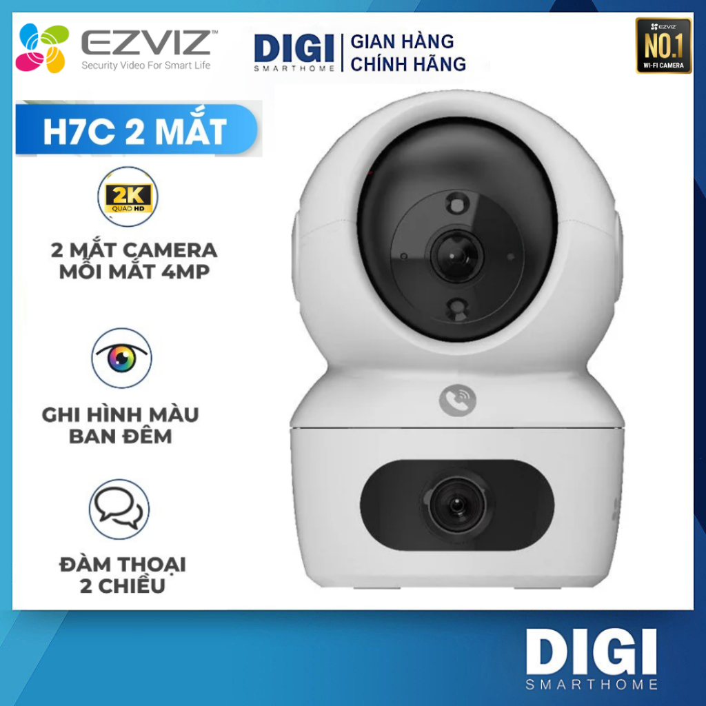 Camera Wifi EZVIZ 2 Mắt H7C 8MP 2K+ (4MP + 4MP) Cao Cấp, Xoay 360 Độ ...