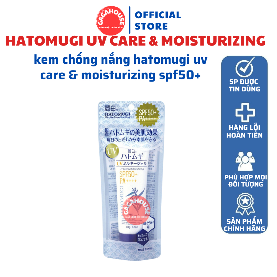 Kem chống nắng Hatomugi UV Care & Moisturizing SPF50+ PA++++ nang tone dưỡng ẩm và làm sáng da ...