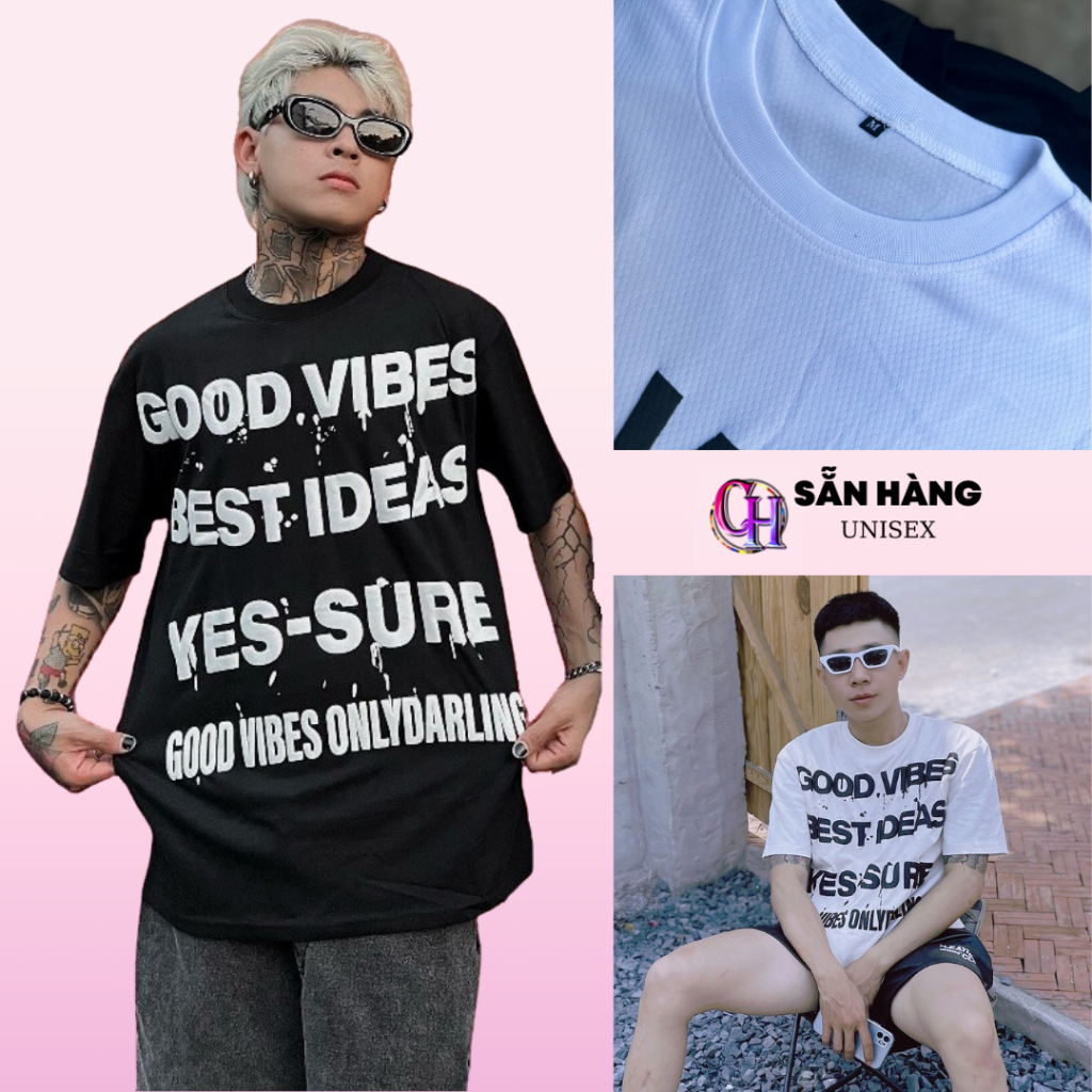 [GIẢM 10%] Áo thun Local Brand GOOD VIBES Phong Cách In Nổi Unisex Form Rộng Chất Xốp Mè Áo Thun ...