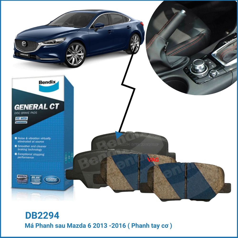 [ Má phanh Gốm Bendix ] Bộ Má Phanh Sau Mazda 6 2013- 2023 Skyactiv ...
