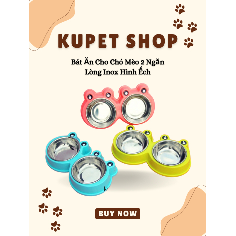 Bát Ăn Cho Chó Mèo 2 Ngăn Lòng Inox Hình Ếch- KuPet -Shop | Shopee Việt Nam