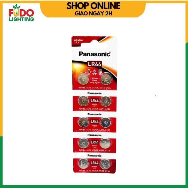 Vỉ 10 Viên Pin LR44 Panasonic Alkaline dùng cho đồng hồ, máy tính casio ...