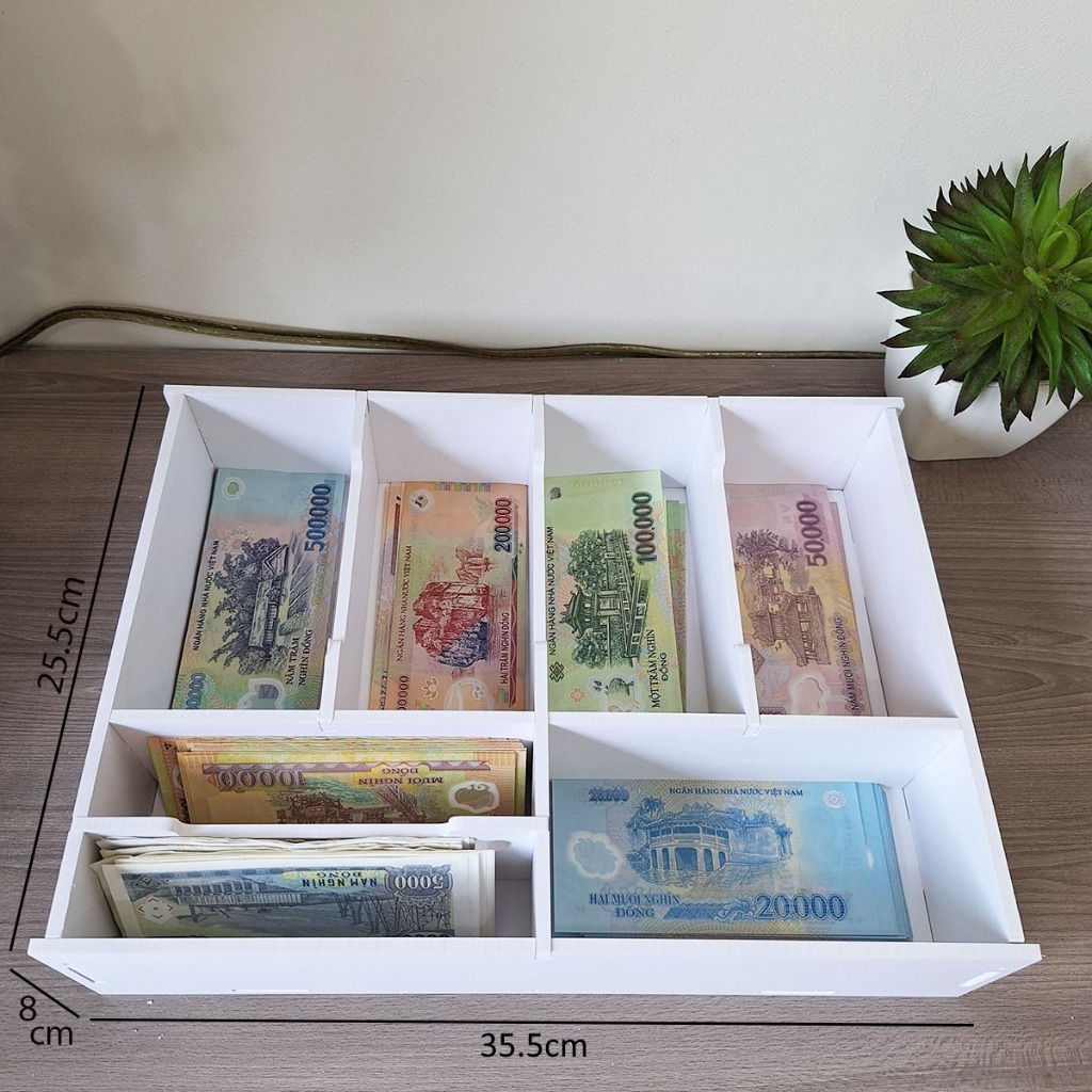 Hộp đựng tiền thu ngân 6 ngăn có nắp khay chia tiền tiện lợi KN2 chất ...