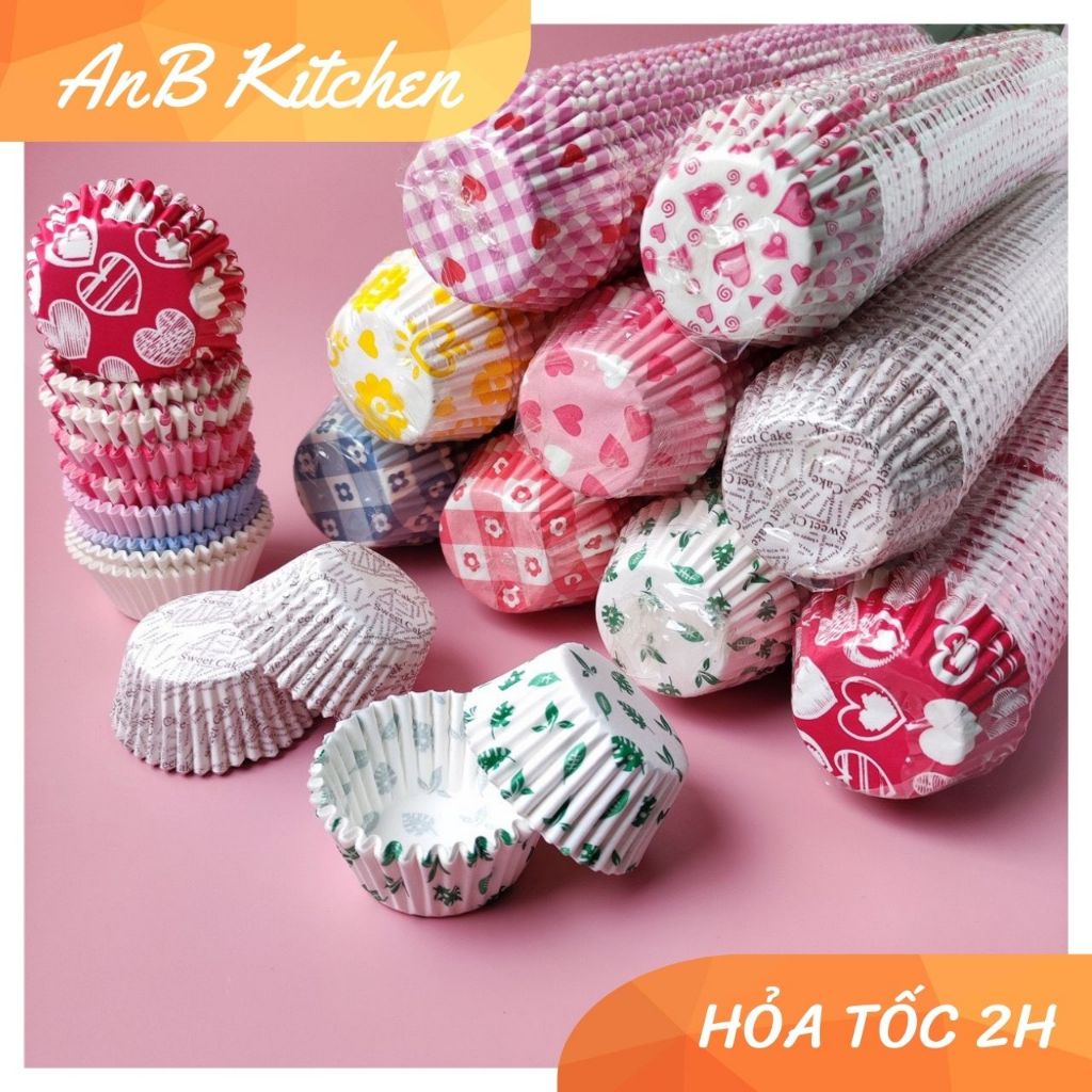 Set 100 Khuôn Giấy mềm lót bánh Cupcake, Mochi, Bánh Bao, Cup Giấy ...