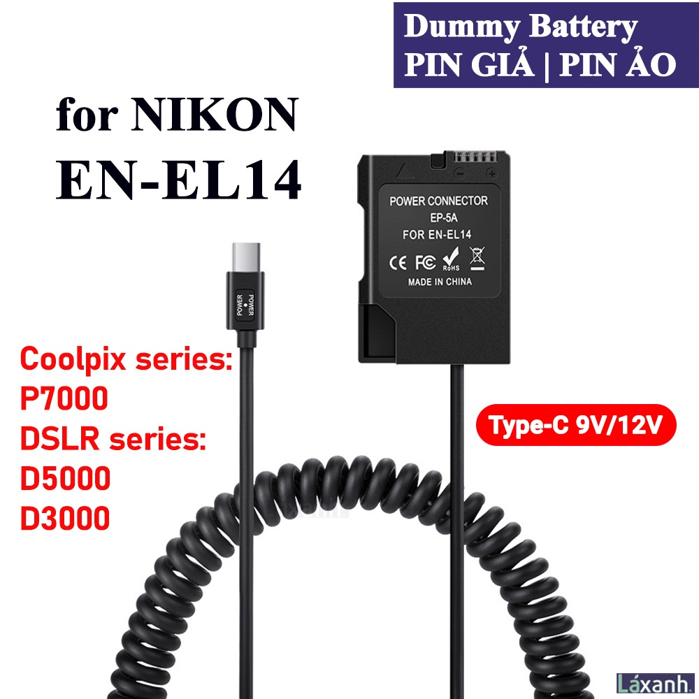 Dummy Type-C Nikon EN-EL14 | Pin giả pin ảo pin dummy battery DC ...