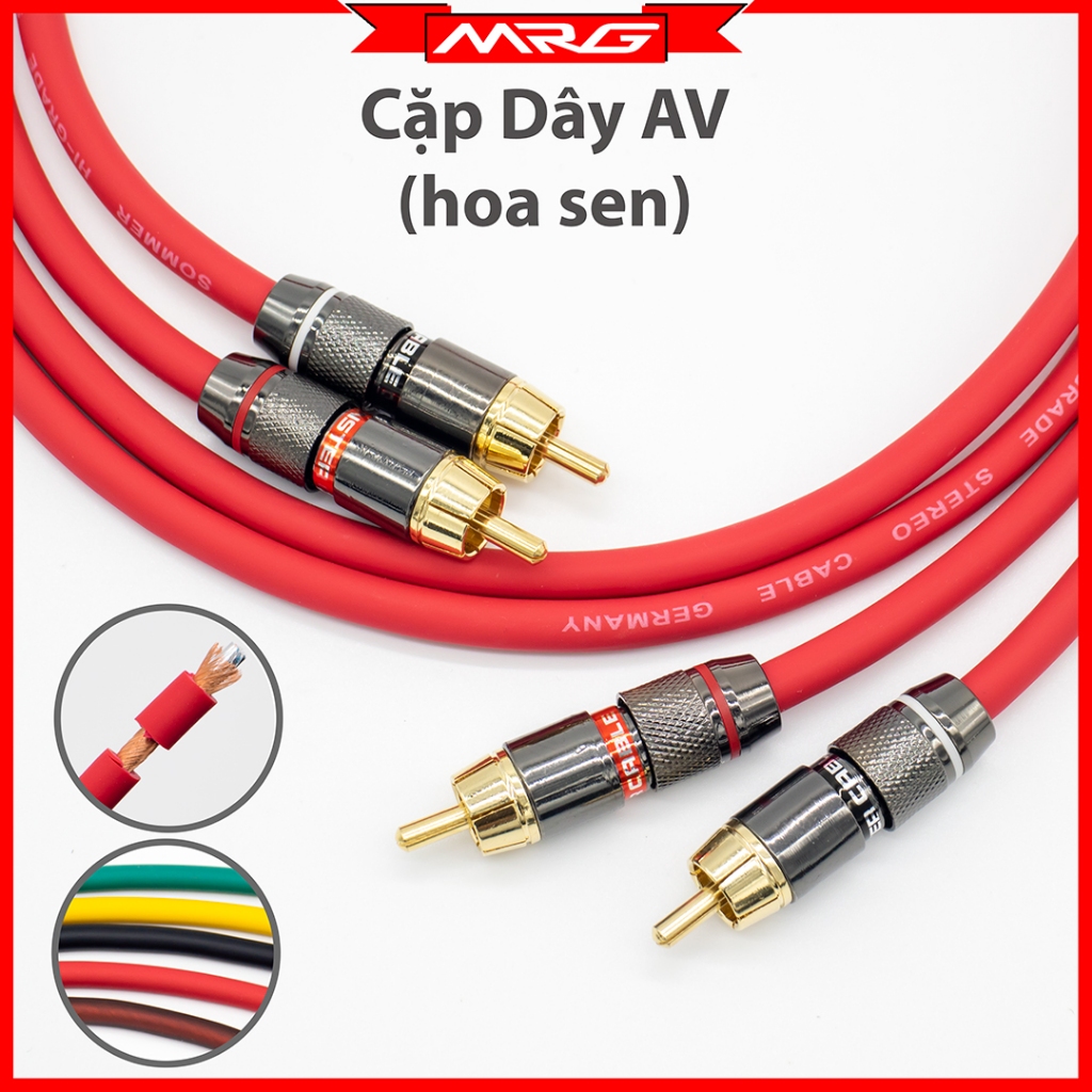 Cặp Dây Hoa Sen AV, dài 5m-8m-10m-15m-20m, giá 1 cặp 2 dây (RCA Cable ...