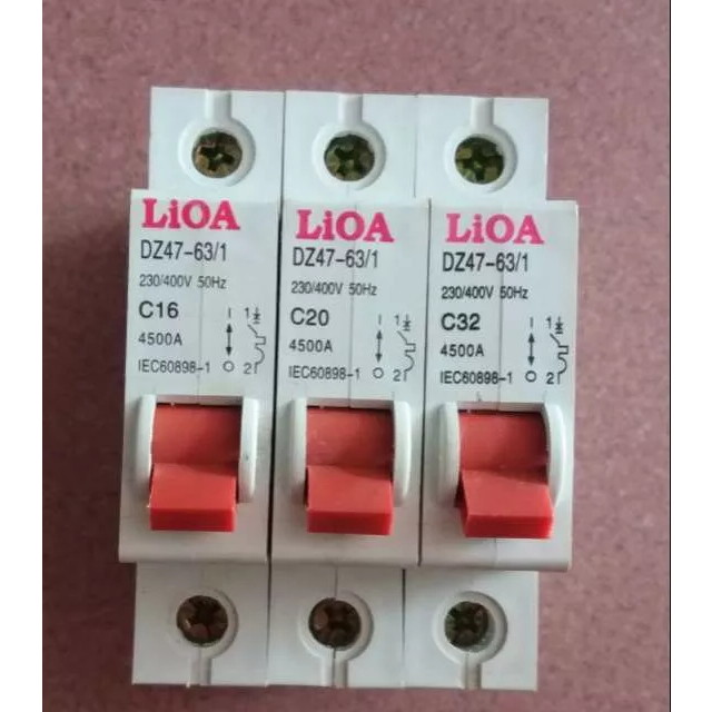Aptomat LiOA 1 cực - Cầu dao tự động 1 pha dòng cắt 4.5KA - MCB LiOA 10A 20A 25A 32A 40A 50A 63A ...