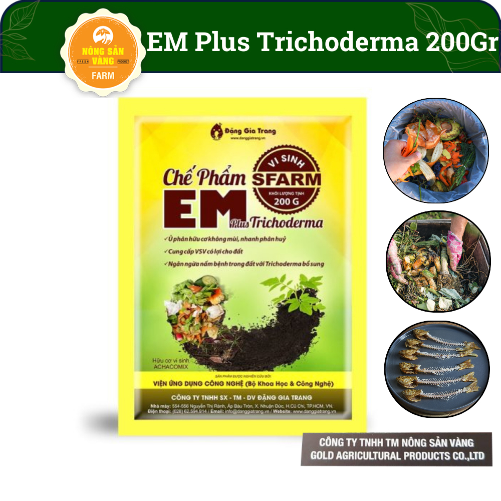 Chế phẩm EM Plus Trichoderma Sfarm Túi 200 gram, Ủ Phân Hữu Cơ Không ...