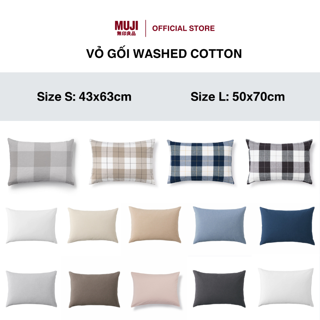 Vỏ Gối Washed Cotton S/L MUJI | Shopee Việt Nam