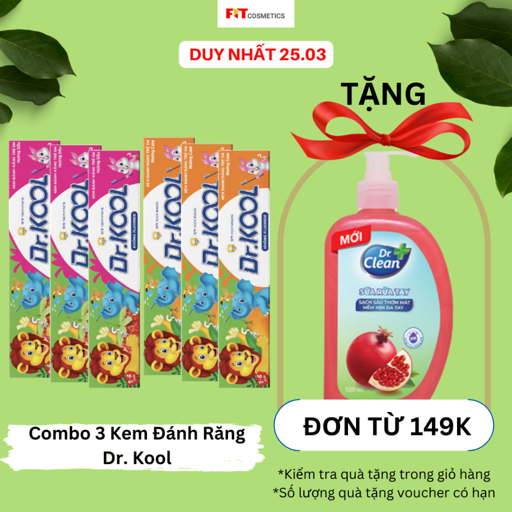 Combo 3 kem đánh răng trẻ em Dr.Kool Kids 75g x3 | Shopee Việt Nam